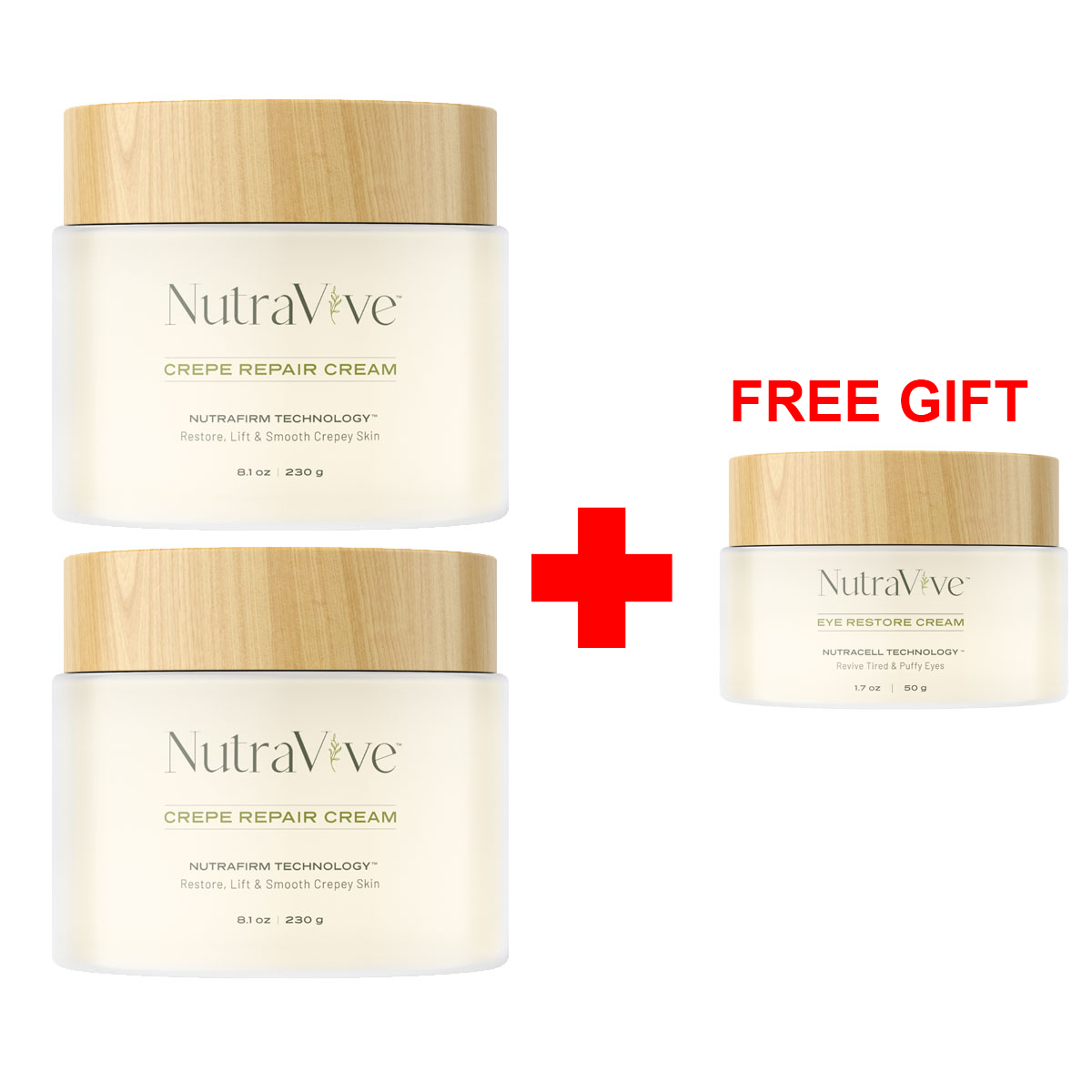 NutraVive Crepey Skin Repair Cream 8.1oz - Rejuvenate & Hydrate Aging Skin